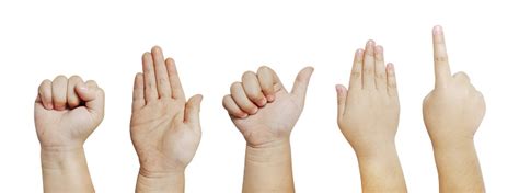 흰색 배경에 고립 된 다양한 제스처로 아시아 어린이의 손 사진 아이에 대한 스톡 사진 및 기타 이미지 아이 손 손가락