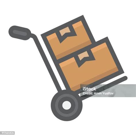 골 판지 상자 가득 개요 아이콘 물류와 배달 트럭 손 손 돌리 기호 벡터 그래픽 흰색 배경 Eps 10에 다채로운 선 패턴 가득 찬에 대한 스톡 벡터 아트 및 기타 이미지