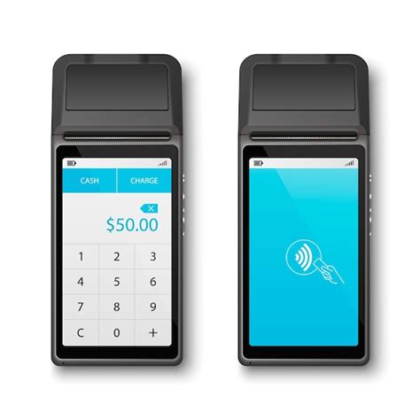 Premium Vector Vector Realistic Black 3d Payment Wifi Machine Pos Terminal Closeup Isolated On