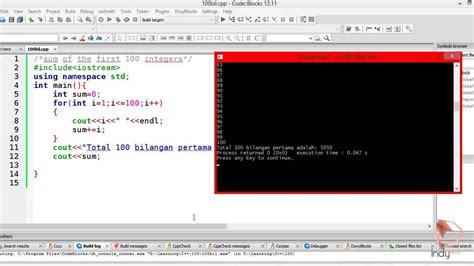 C Example Sum Of First 100 Integers Using For Loop Youtube