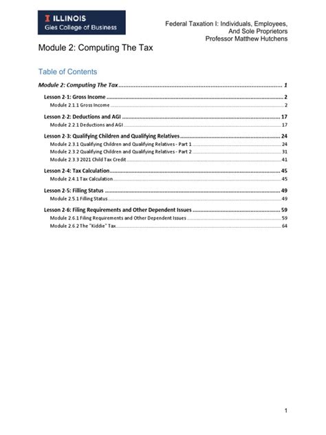 Module 2 Transcript Federal Taxation I Individuals Employees And Sole Proprietors Pdf Tax
