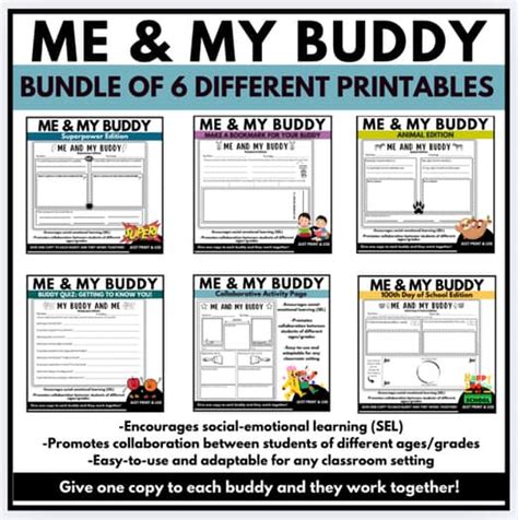 Buddy Activities Bundle Printable For Sel And Community Building Buddies
