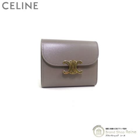 新品 セリーヌ（celine） スモール フラップ ウォレット トリオンフ コンパクト 三つ折り 財布 10d78 ぺブル の通販はau