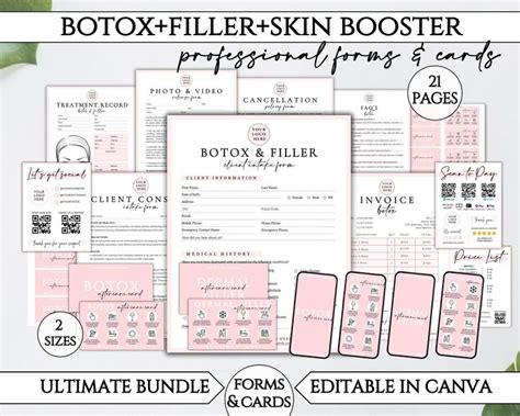 Botulinum Injections Dermal Filler Client Forms Bundle Editable