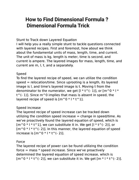How To Find Dimensional Formula Tricks How To Find Dimensional Formula Dimensional Formula