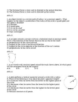 CIRCULAR MOTION THEORY Angular Speed Centripetal Force Physics Multiple Choice