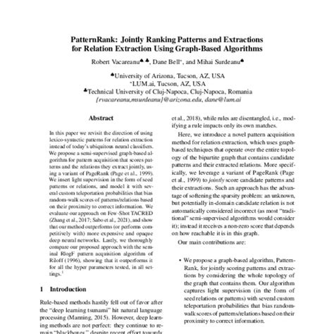 Patternrank Jointly Ranking Patterns And Extractions For Relation Extraction Using Graph Based
