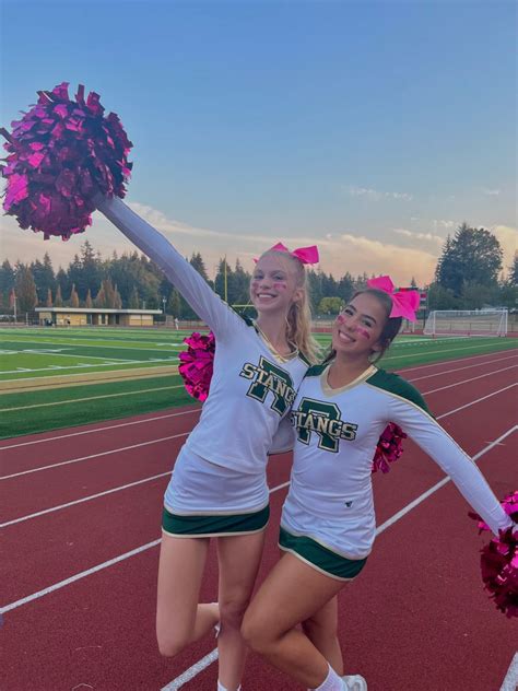 Cheer Post Fnl Pink Out Group Two People Aesthetic Football Season