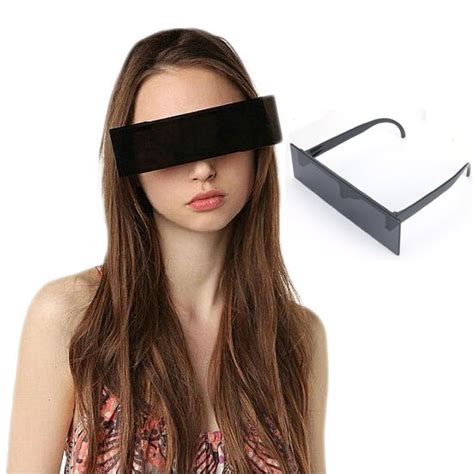 Censor Bar Sunglasses Black Big Square Eye Covered Proms Party Funky
