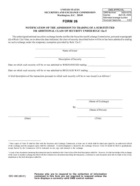 Fillable Online Form 26 Notification Of The Admission To Trading Of A