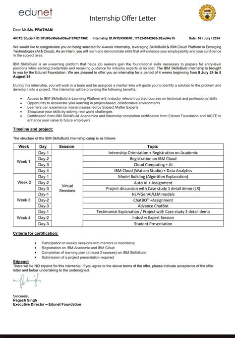Pratham On Linkedin Ibm Internship Ai Cloudcomputing Skillsbuild Careergrowth