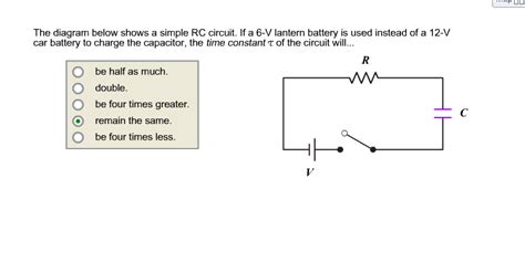 solved the diagram below shows a simple rc circuit if a 6 v