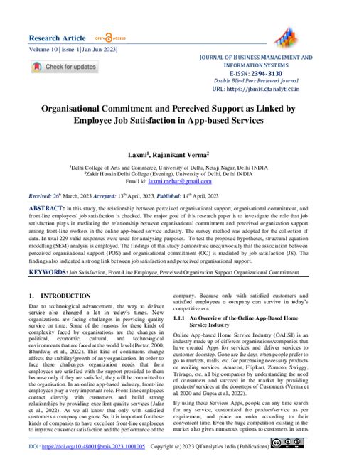 Pdf Organisational Commitment And Perceived Support As Linked By