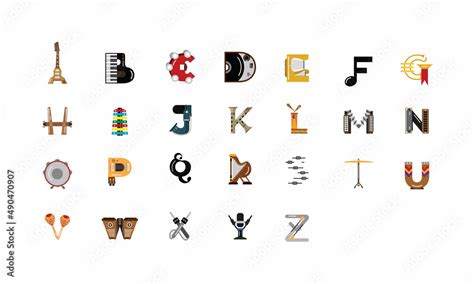 Music Instrument Font Type Uppercase Stock Vector Adobe Stock