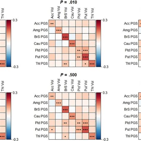 Heatmaps For Associations Between The Subcortical Pgs And The Mri‐based
