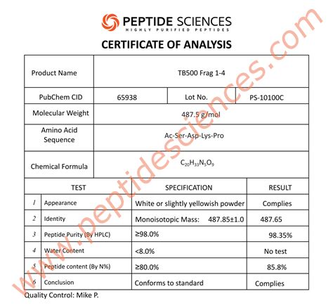 Thymosin Beta 4 Fragment 1 4 Ac Sdkp 500mcg 99 Purity