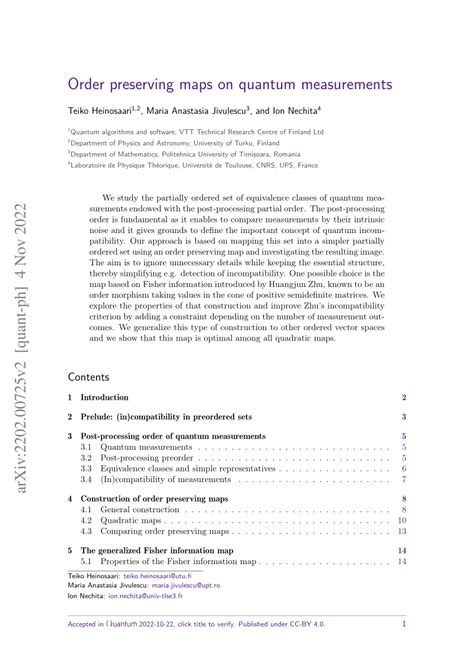 Pdf Order Preserving Maps On Quantum Measurements