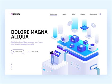 Premium Vector Vector Landing Page Of Isometric Tech Concept Teamwork On Server Abstract