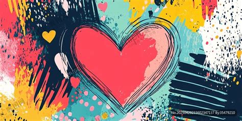 Ai创作图爱心 涂鸦 多彩 背景 线条 笔触 色彩 艺术 图案 心形 装饰 纹理 手绘 抽象 元素 昵图网