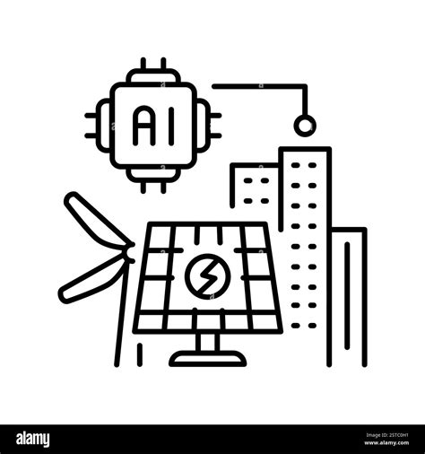 Ai In Smart Cities Line Icon Vector Isolated Element Editable Stroke