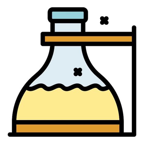 Premium Vector Chemical Flask Icon Outline Vector Biology Test Chemical Experiment Color Flat
