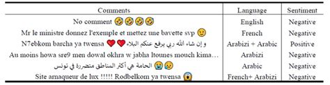 Sentiment Classes With Examples Of Tunisian Comments From The Resultant Download Scientific