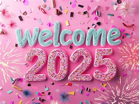 불꽃놀이 분홍색 배경으로 2025년 글자를 환영합니다 프로모션 2025 새해 이브 배경 일러스트 및 사진 무료 다운로드 Pngtree