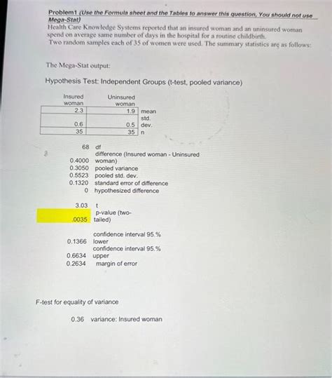 Solved Problem1 Use The Formula Sheet And The Tables To
