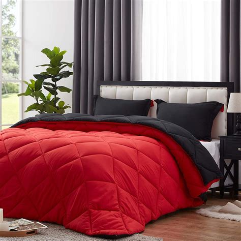 Reversible Comforter 5 Pcs Red And Black Lightweight Comforter Shop