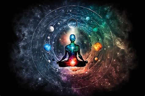Meditación Humana Para Activar Los Siete Chakras Fondo Del Universo