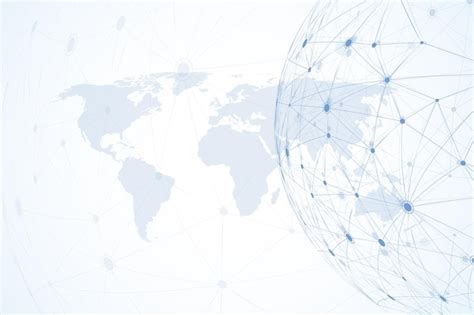세계 지도와 글로벌 네트워크 연결 인터넷 연결 배경입니다 추상 연결 구조입니다 다각형 공간 배경입니다 벡터 일러스트 레이 션 프리미엄 벡터
