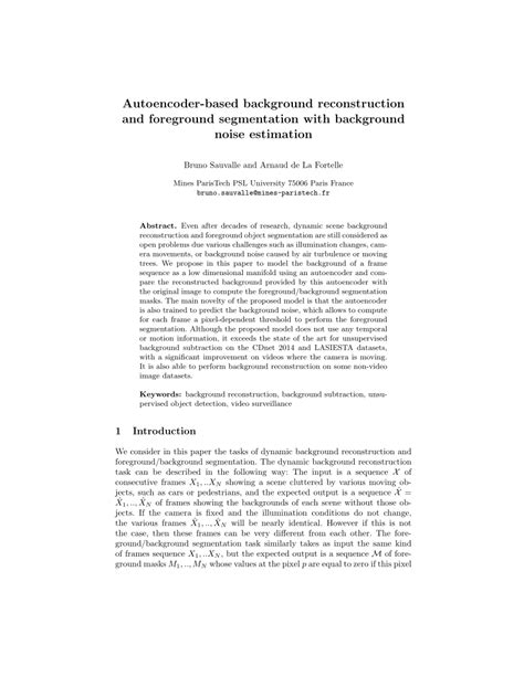 Pdf Autoencoder Based Background Reconstruction And Foreground