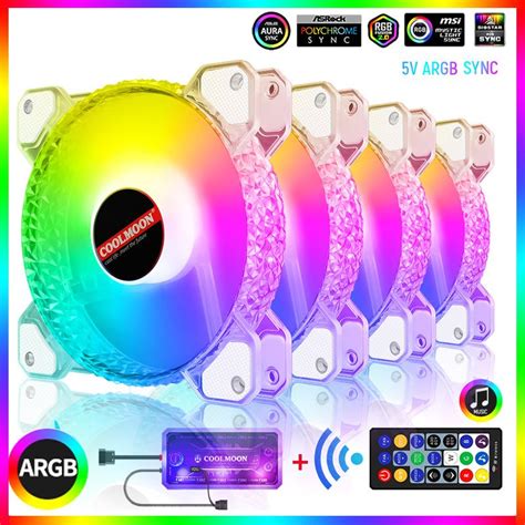 Coolmoon Вентилятор кулер с Argb подсветкой для корпуса ПК комплект 4 кулеров контроллер