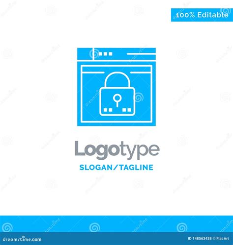 Login Secure Web Layout Password Lock Blue Solid Logo Template