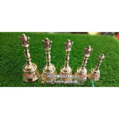 Golden Brass Shankh Chark Pooja Bells For Worship 350grmto150grm At