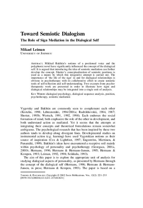 Pdf Toward Semiotic Dialogism