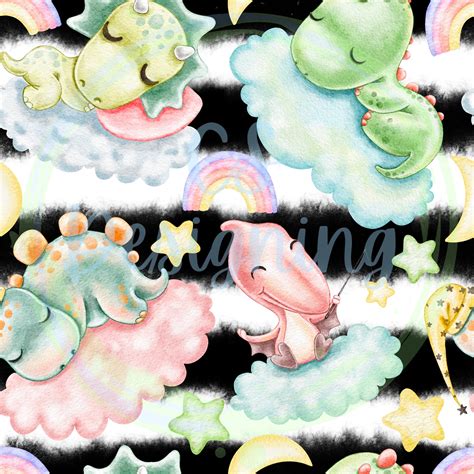 Sleepy Dino Seamless Pattern Csdesigning18