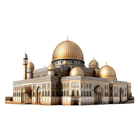 منظر جانبي للمسجد الأقصى ثلاثي الأبعاد بخلفية بيضاء ثلاثي الأبعاد المسجد الأقصى فلسطين Png