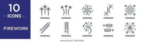 Firework Outline Icon Set Includes Thin Stock Vector Royalty Free 2447512283 Shutterstock