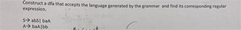Solved Construct A Dfa That Accepts The Language Generated
