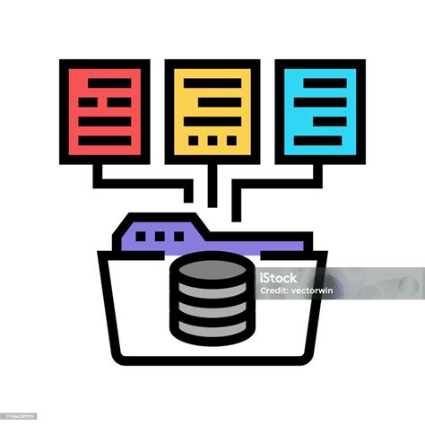 Integrasi Data Ikon Warna Database Ilustrasi Vektor Ilustrasi Stok