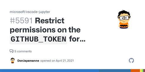 Restrict Permissions On The `githubtoken` For Github Actions · Issue