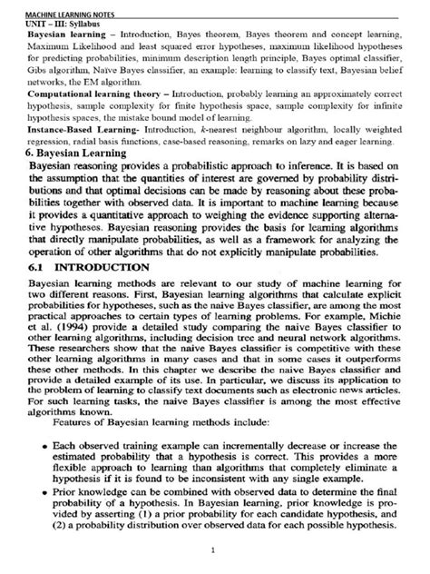 Ml Unit Iii Notes Pdf