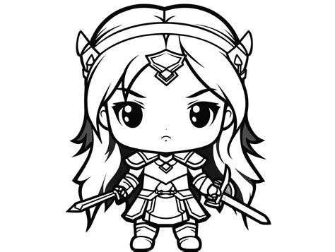 Energetic Anime Girl Warrior Coloring Page