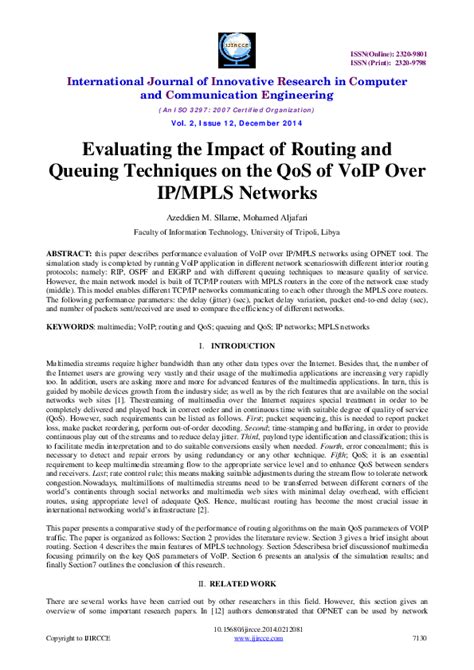 Pdf Evaluating The Impact Of Routing And Queuing Techniques On The