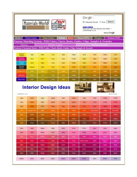 Pantone Color Chart Pantone Color Pms Color Chart And Charts Images