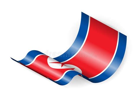 Ondeando La Bandera De Corea Del Norte Ilustración Del Vector