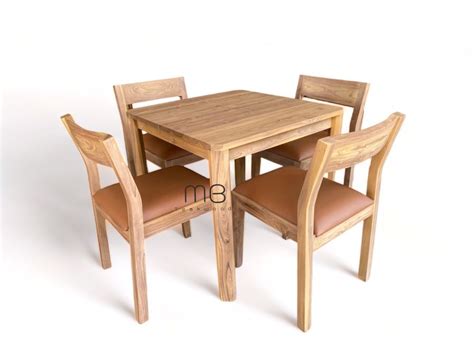 Mb Teak ชุดโต๊ะไม้สักบุหวาย รุ่นsku 00062 สไตล์มินิมอล สีสักทอง Thaipick