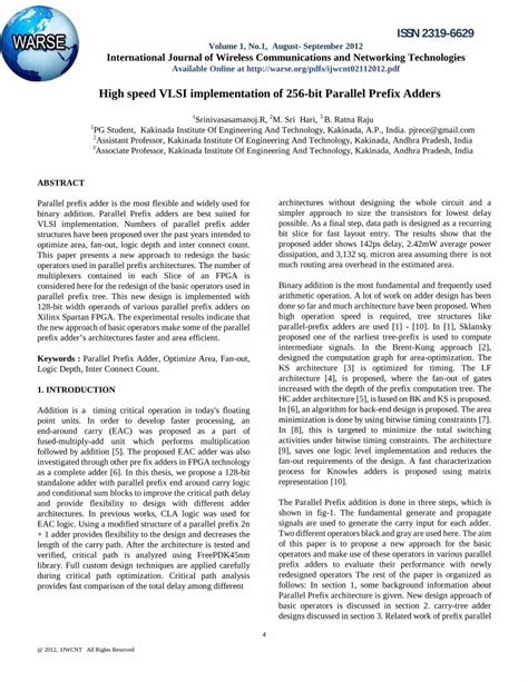 pdf high speed vlsi implementation of 256 bit parallel prefix adders