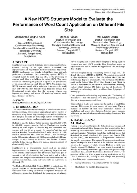 Pdf A New Hdfs Structure Model To Evaluate The Performance Of Word